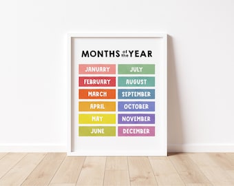 Months of the Year Printable, Montessori Education Poster, Homeschool ...