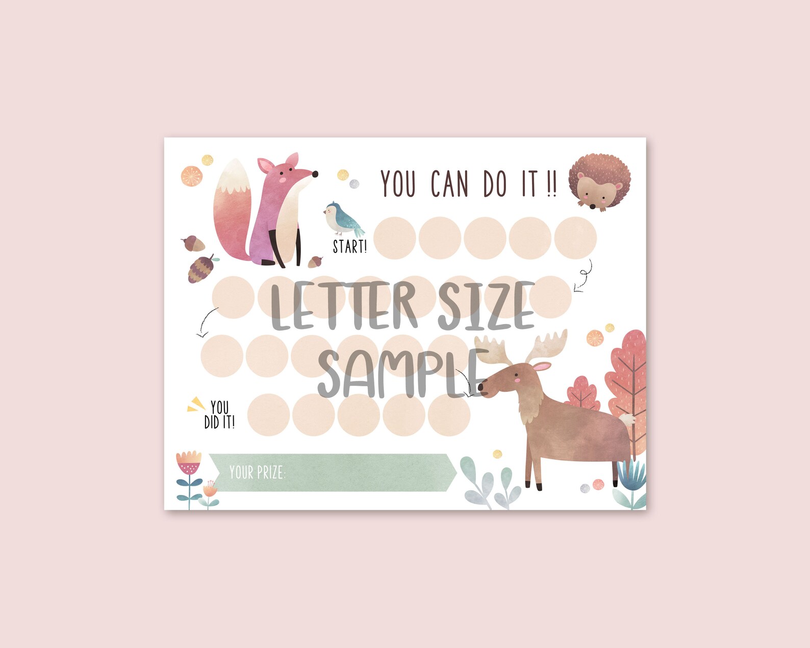 Printable Woodland Animals Reward Chart, Girl's and Boy's Sticker Chart ...