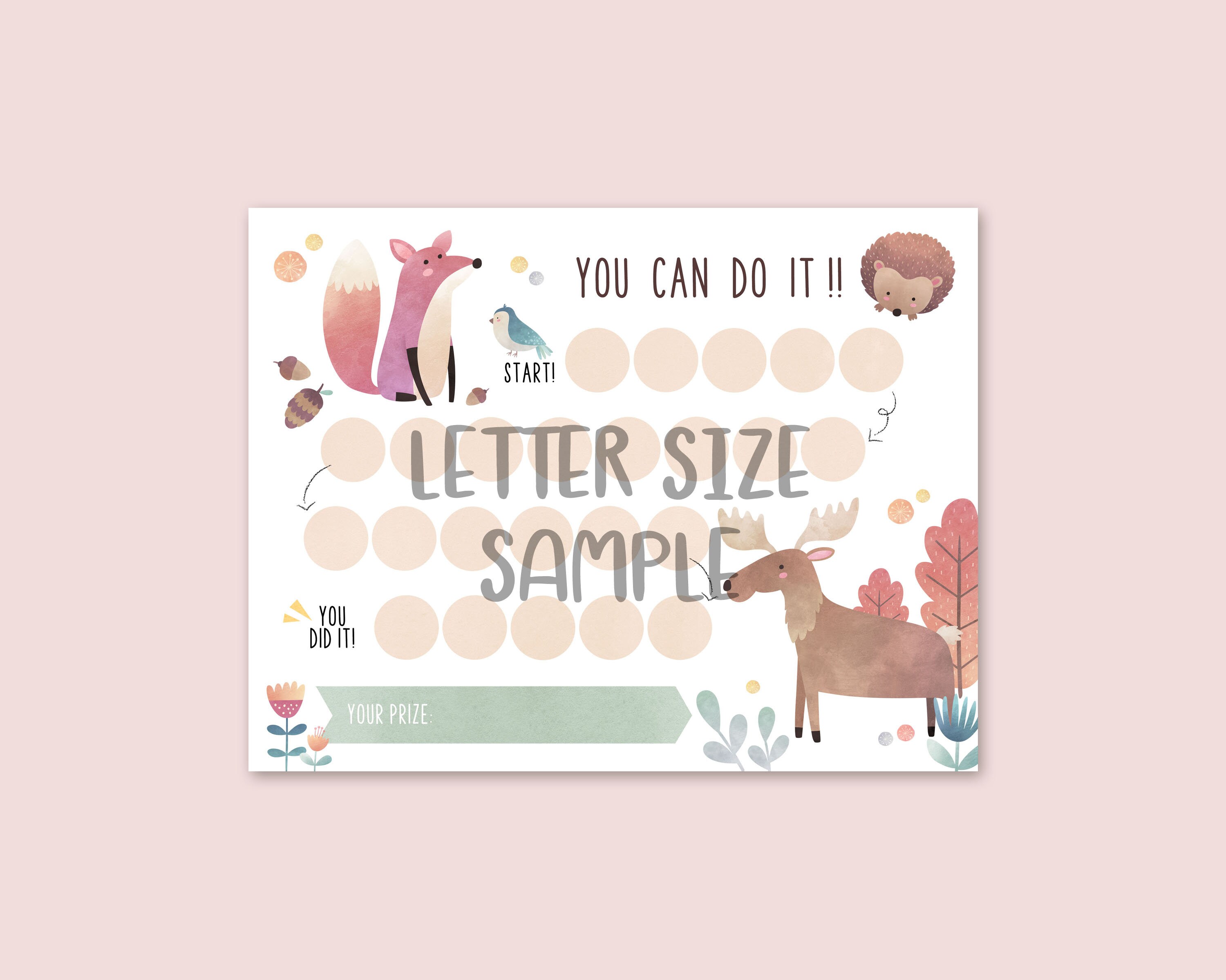 Printable Woodland Animals Reward Chart, Girl's and Boy's Sticker Chart ...