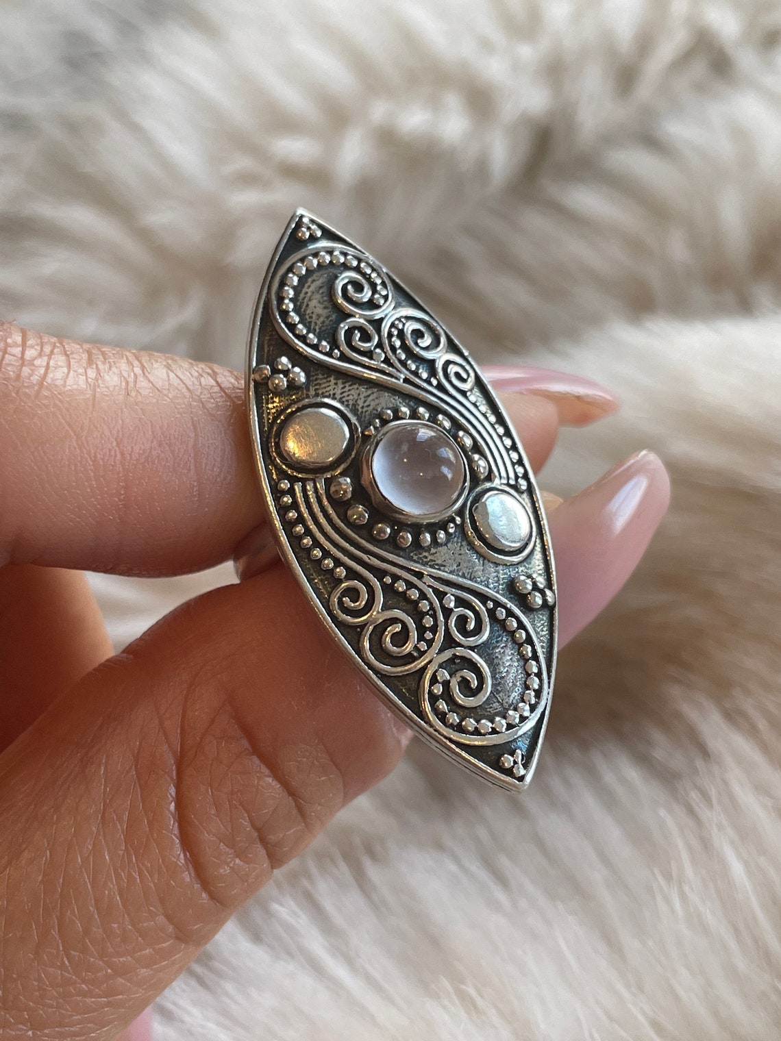 Boho Vintage Moonstone Ring - Etsy