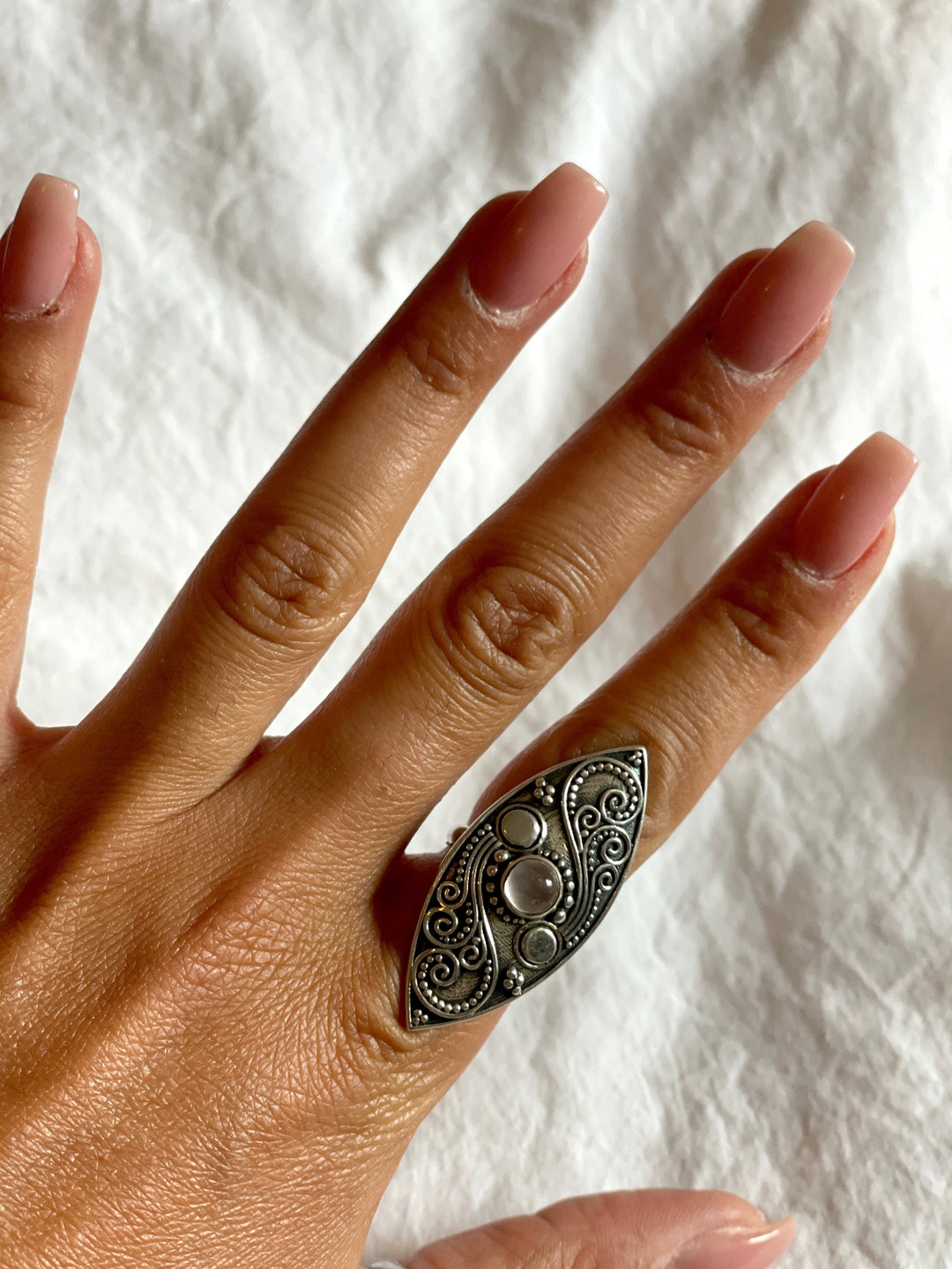 Boho Vintage Moonstone Ring - Etsy