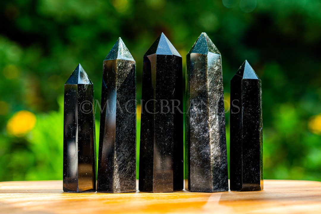 Black Obsidian Tower, Obsidian Crystal Point, Healing Crystal Home ...