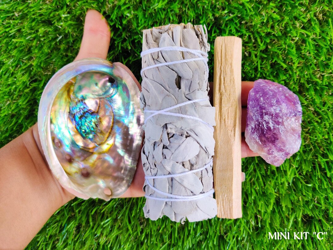 White Sage Smudge Kit With Beginners Guide, Abalone Shell, Palo Santo ...