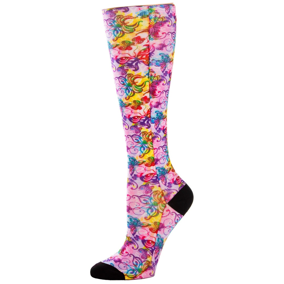 Women's Compression Socks Rainbow Butterfly Knit 8-15mmhg Regular and ...