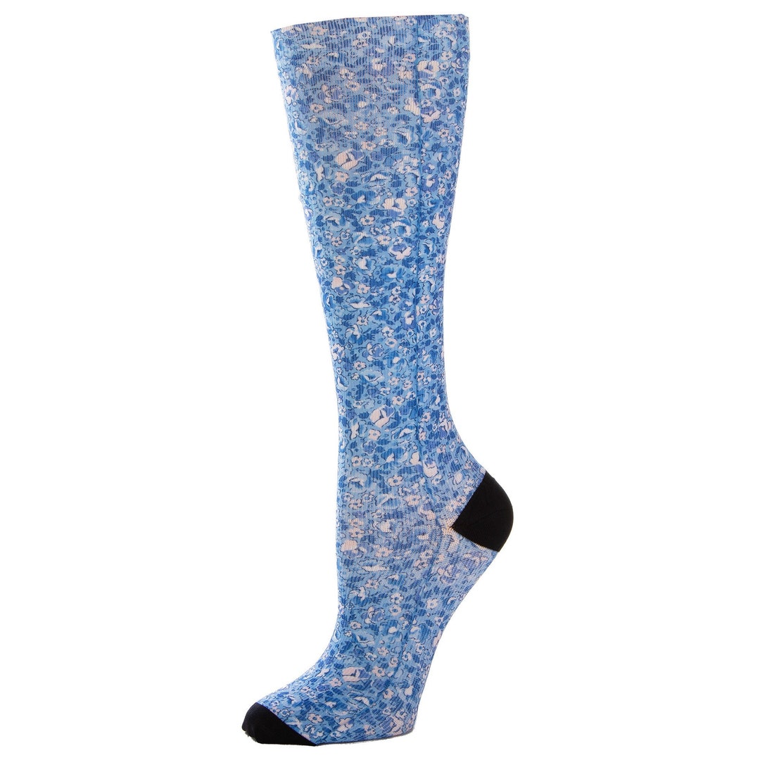 Women's Compression Socks Blue New Age Floral 8-15mmhg Regular and ...