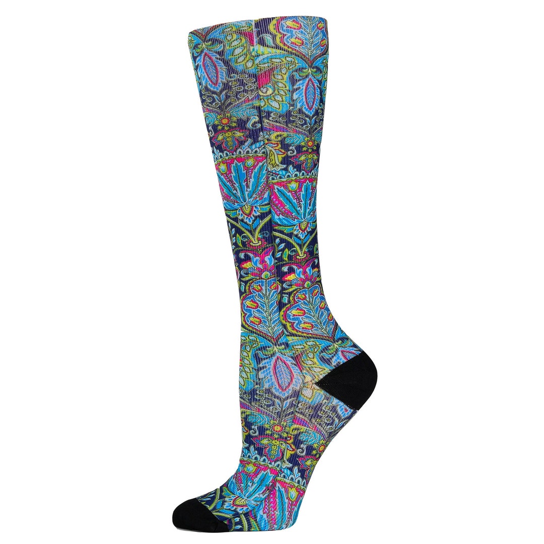 Women's Compression Socks Bright Paisley Versache Knit 8-15mmhg Regular ...