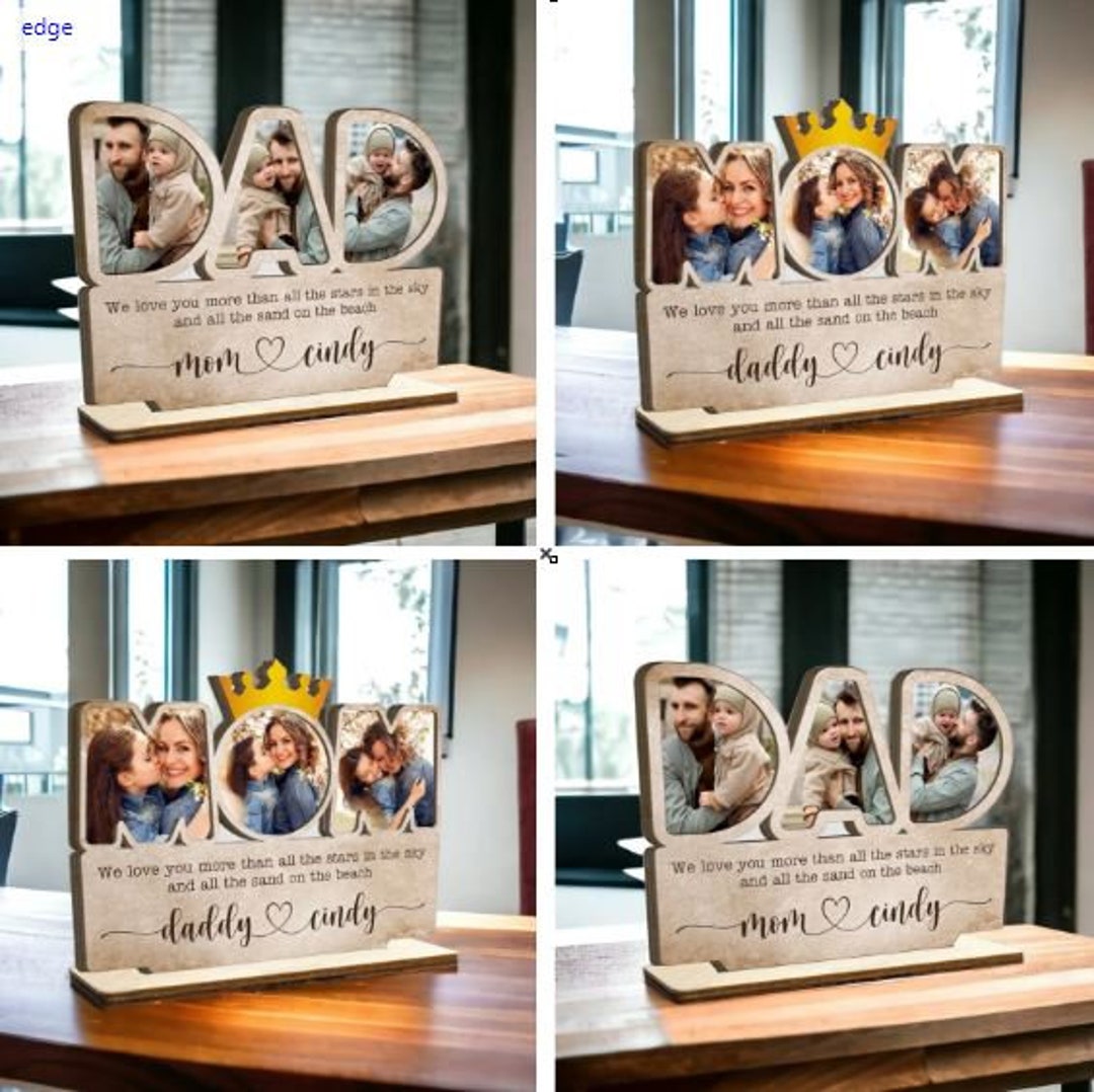 Wooden Desk Photo Frame With Text Mom and Dad - Gift for Dad - Gift for ...
