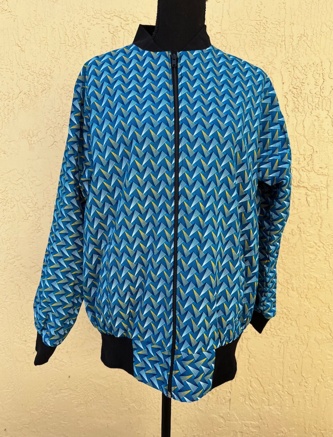Unisex Shweshwe Bomber Jacket Aqua Zigs - Etsy