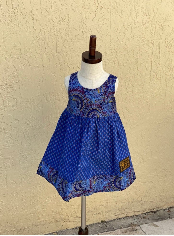Shweshwe Girls Dress-royal Blue Mandelas - Etsy