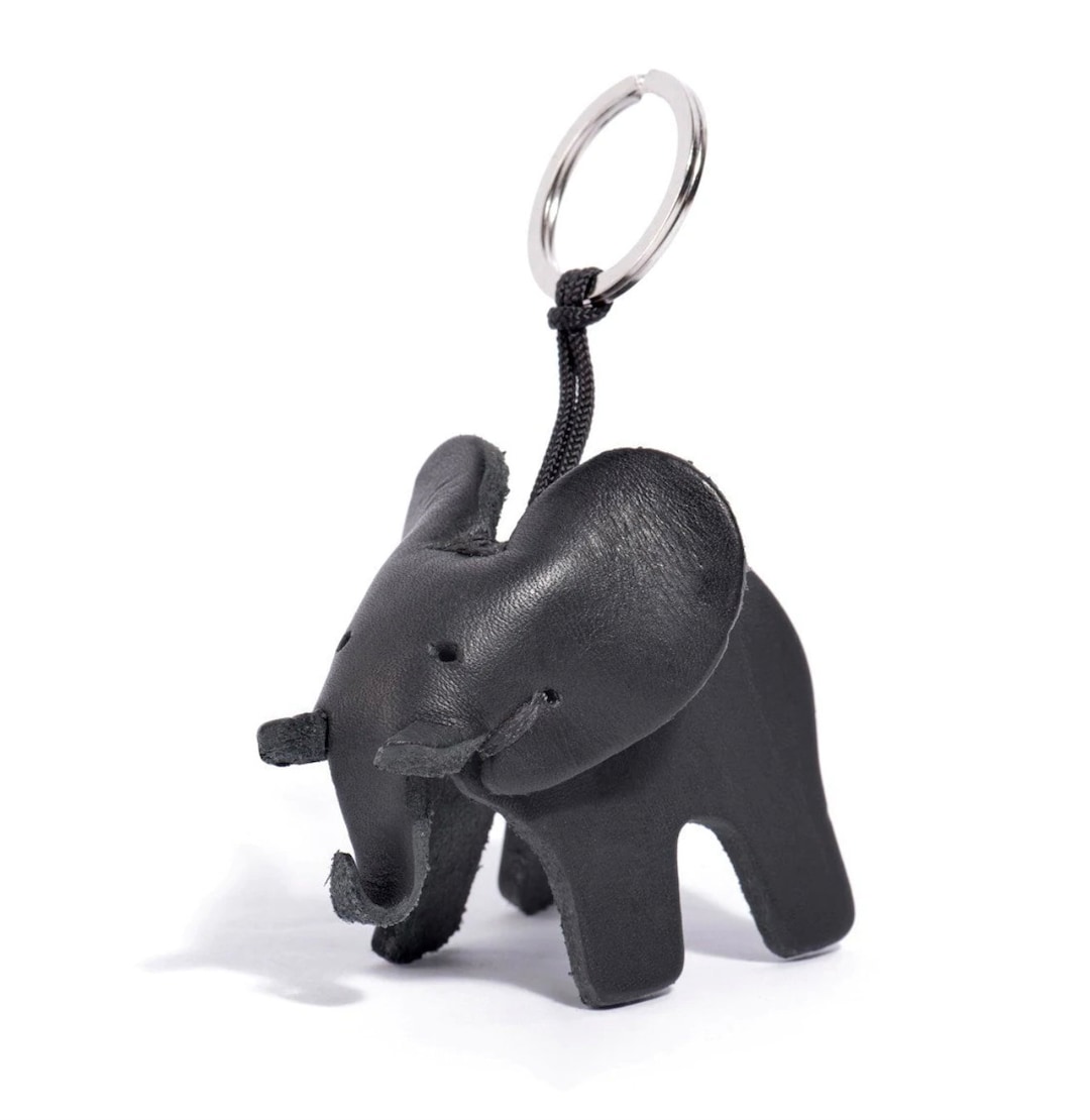 Leather Elephant Keychain-black - Etsy