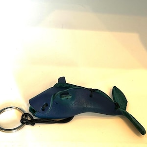Leather Whale Keychain- Cobalt Blue - Etsy