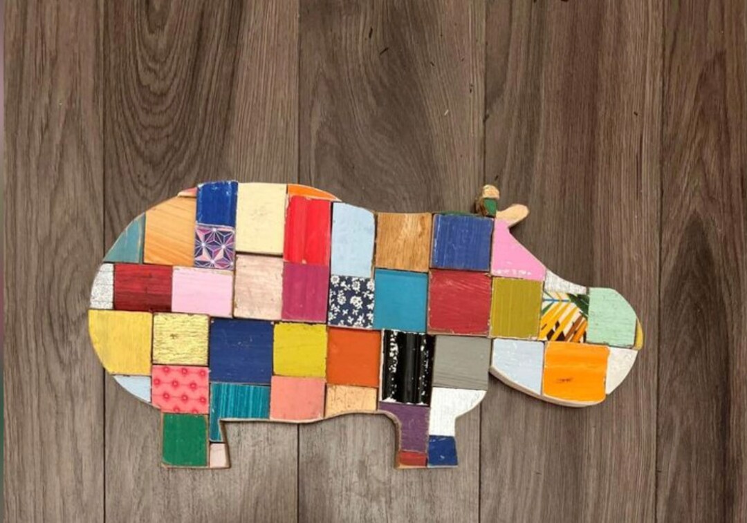 Hippo Block Art- Rainbow - Etsy