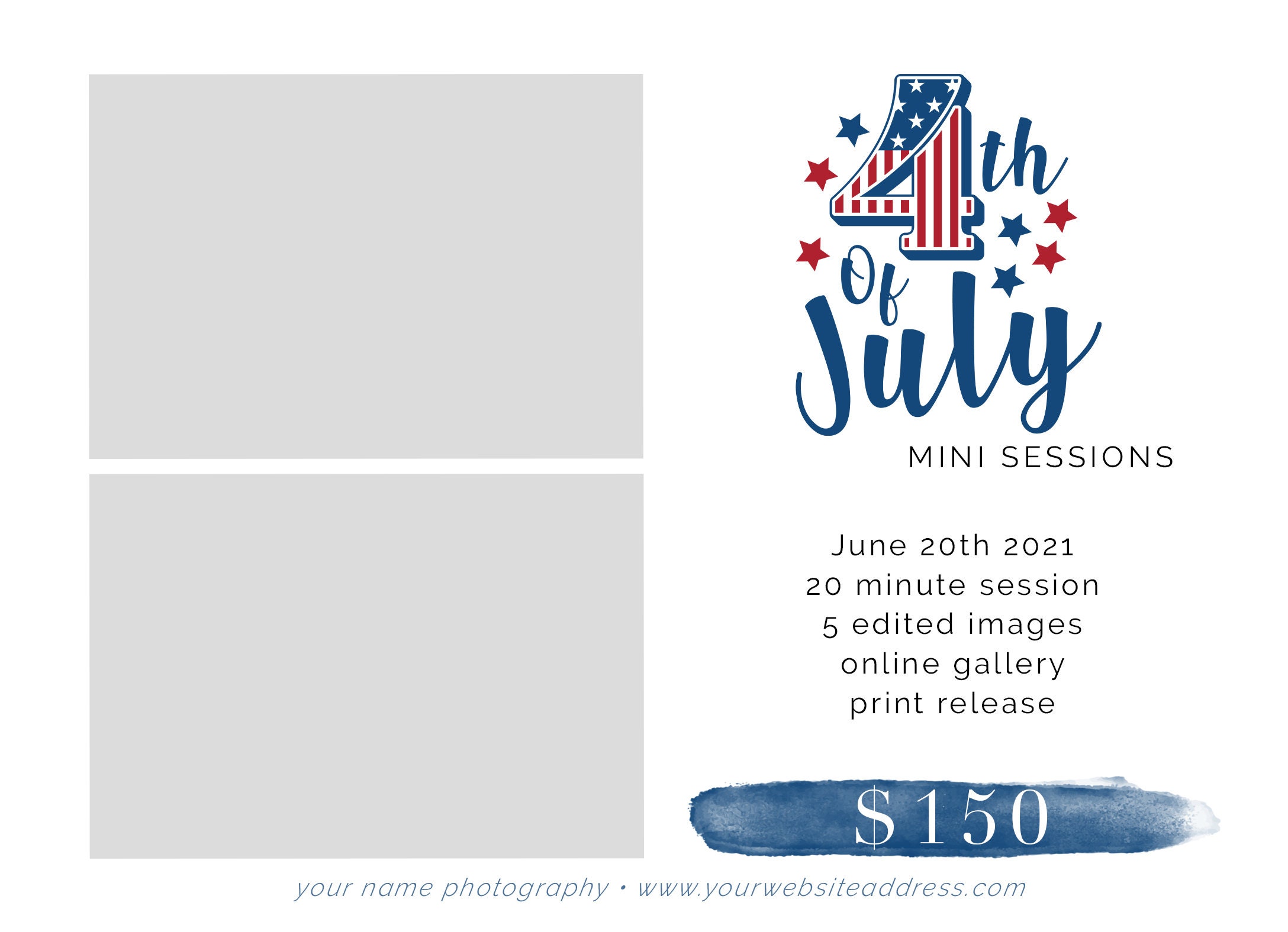 Fourth of July Mini Session Template, Patriotic Mini Session Template ...
