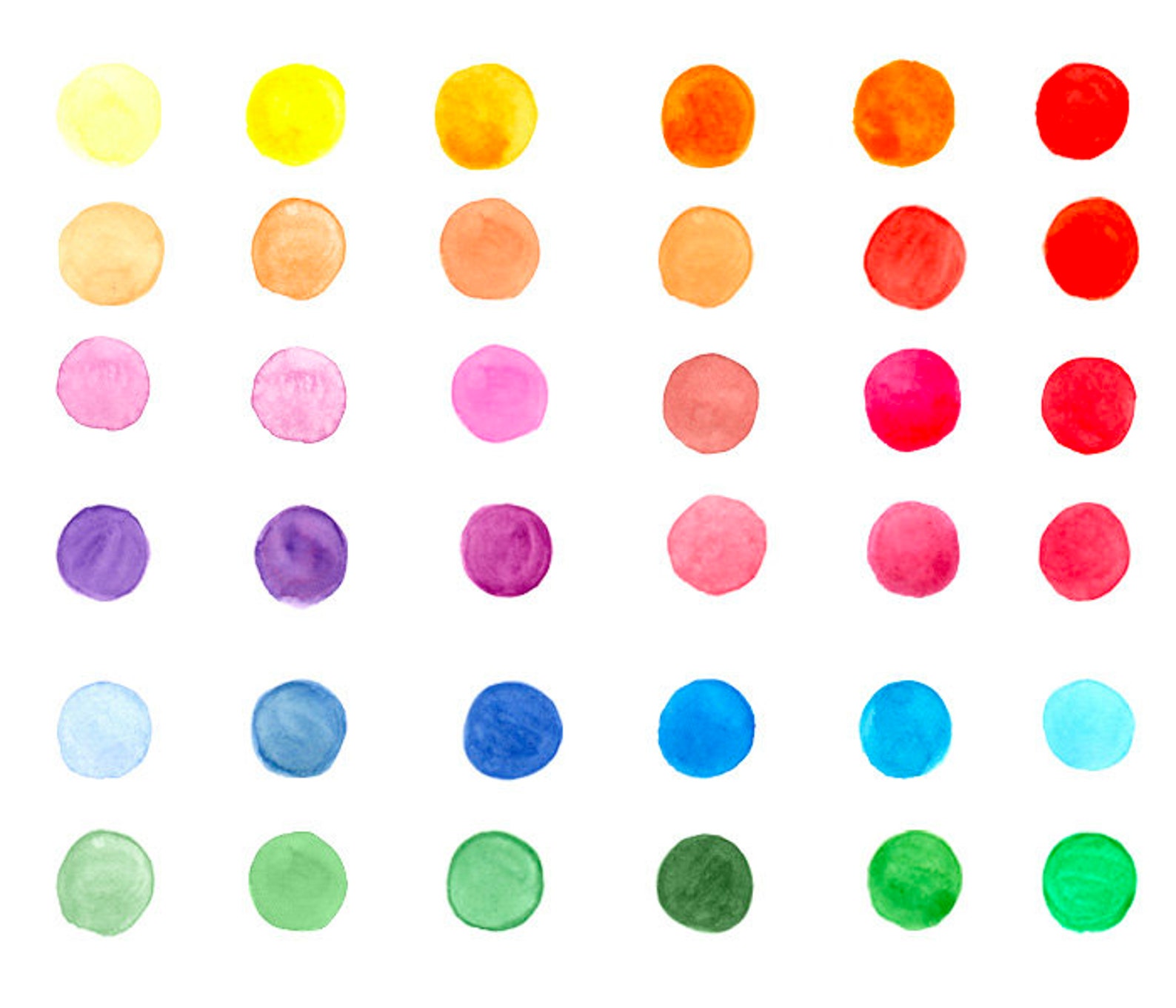 Watercolor Dots Clipart, 36 Dots, Hand Painted, Circles Clipart, Dots ...
