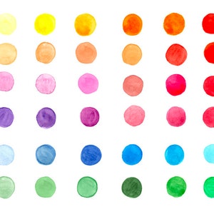 Watercolor Dots Clipart, 36 Dots, Hand Painted, Circles Clipart, Dots ...