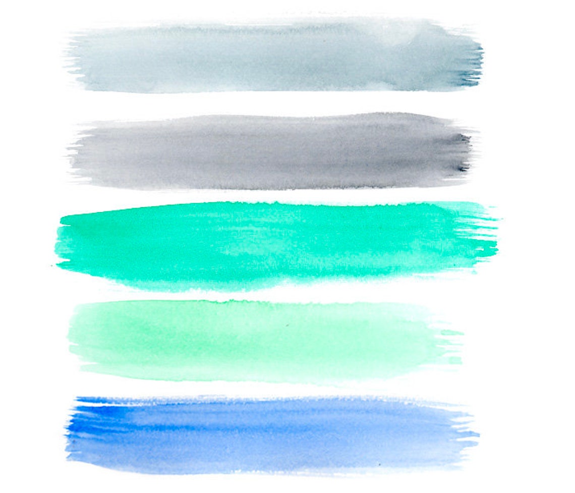 Watercolor Brush Strokes Clipart, Brush Strokes, Set of 15 Png Clipart ...