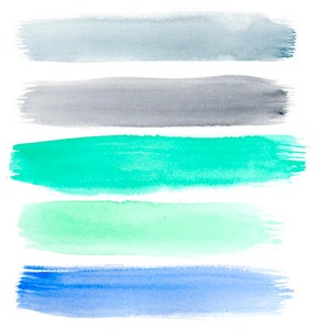 Watercolor Brush Strokes Clipart, Brush Strokes, Set of 15 Png Clipart ...