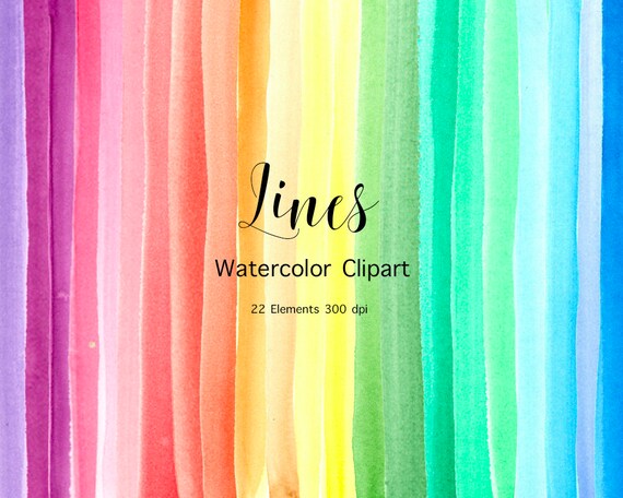 Watercolor Lines Clipart Brush Stroke Clipart 22 Lines | Etsy