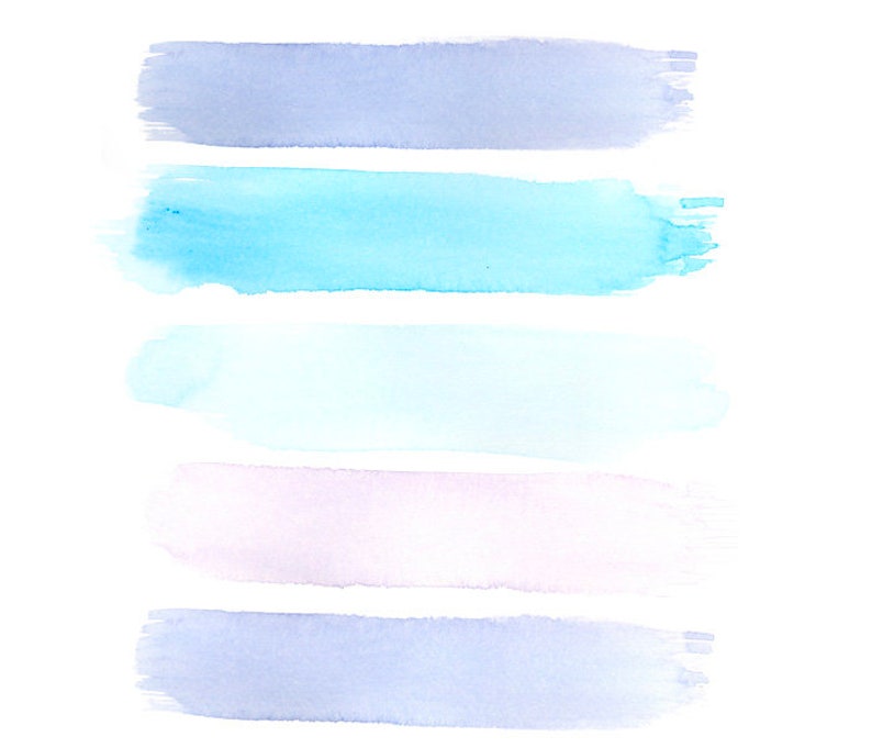 Watercolor Brush Strokes Clipart, Brush Strokes, Set of 15 Png Clipart ...