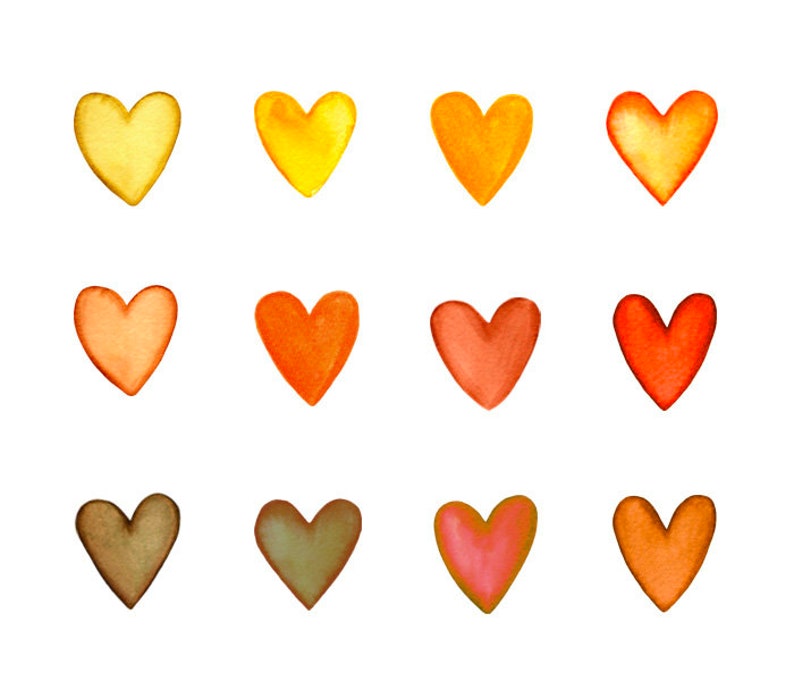 Watercolor Hearts Clipart, Red Heart Clip Art, Pink Heart, Colourful ...