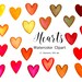 Watercolor Hearts Clipart, Red Heart Clip Art, Pink Heart, Colourful ...