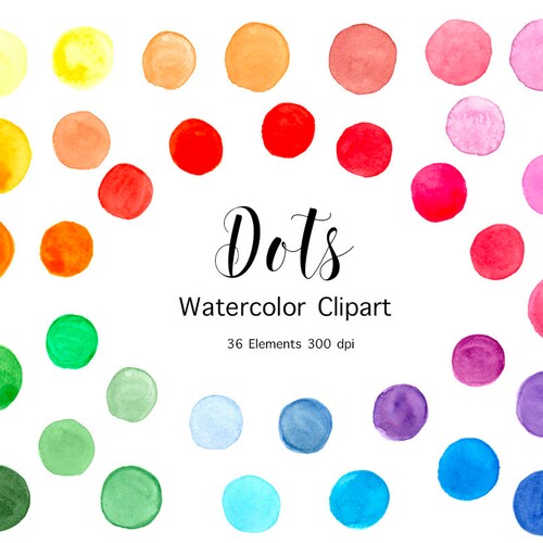 Watercolor Dots Clipart 36 Dots Hand Painted Circles | Etsy