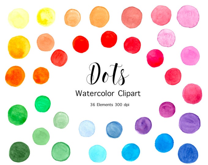 Watercolor Circles Clipart / Watercolor Clipart Dots / Dots Download ...