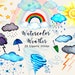Weather Clipart, Watercolor Weather Clipart, Clouds, Rainbow, Tornado ...