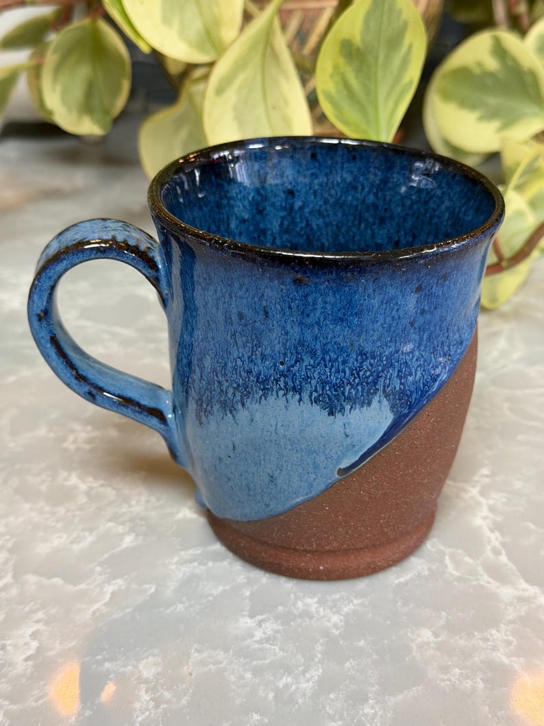 Handmade 16 Oz Raptor Fossil Mug – Blue & Red Stoneware Coffee Cup ...