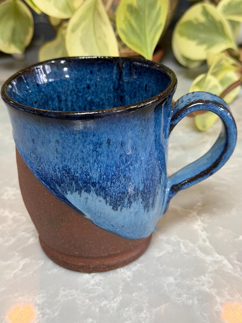 Handmade 16 Oz Raptor Fossil Mug – Blue & Red Stoneware Coffee Cup ...