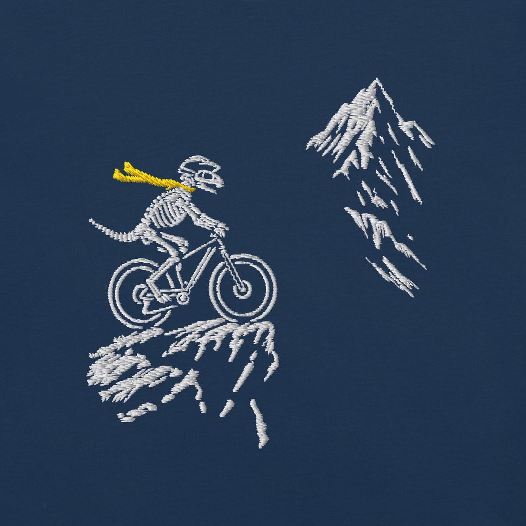 Biker Raptor Fossil Zip Hoodie – Embroidered Dinosaur Mountain Biking ...