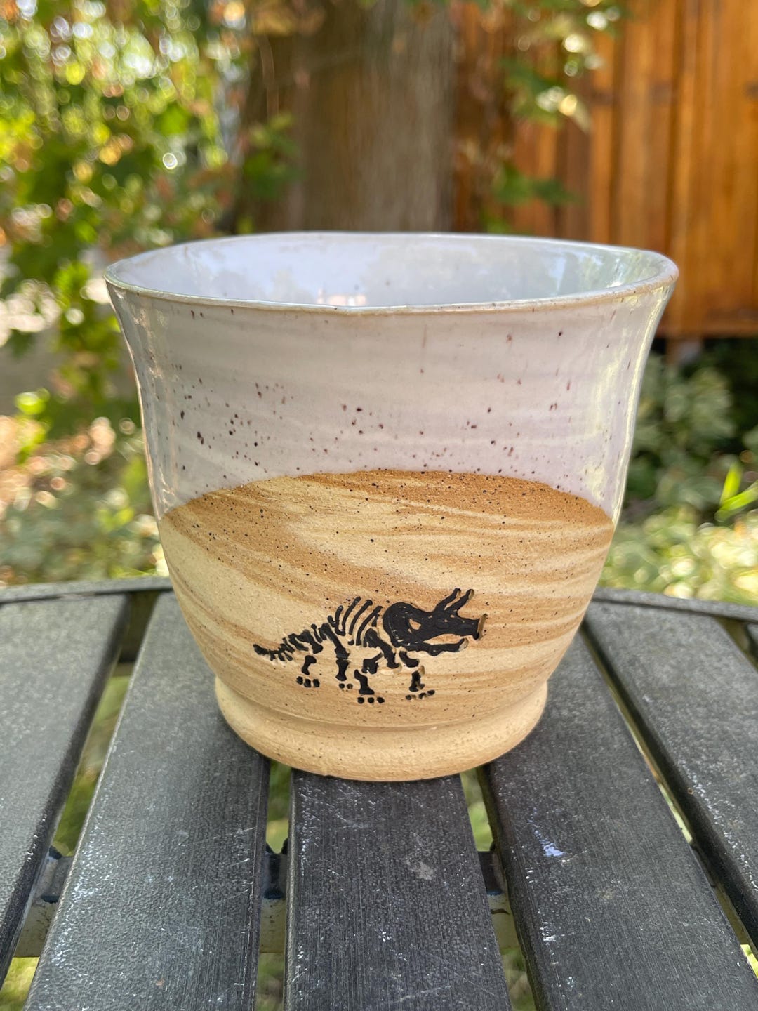 Large 20 Oz Triceratops Dinosaur Fossil Mug – Handmade Pottery With ...