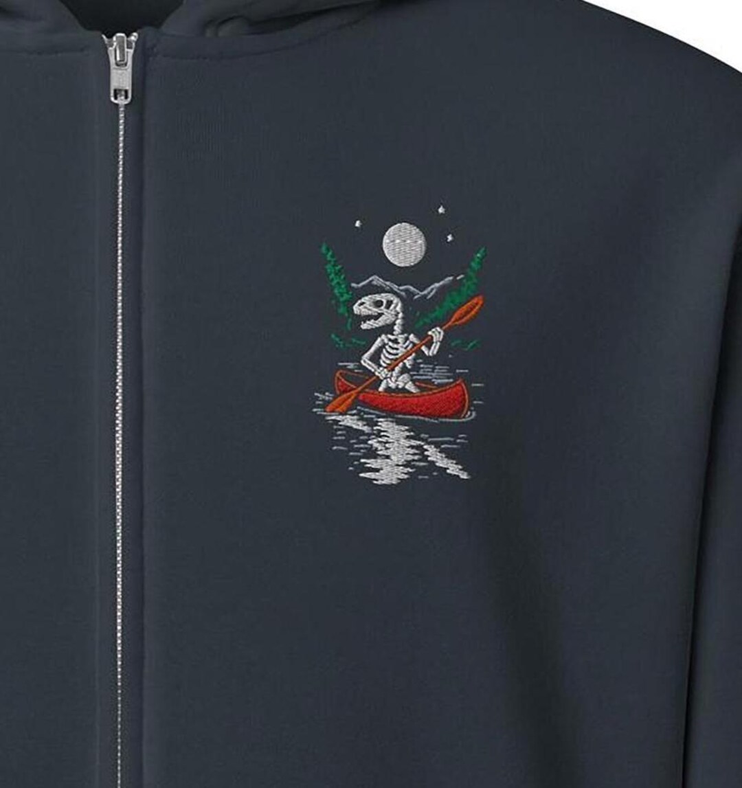 Canoeing Raptor Zip Hoodie | Fossil-inspired Dinosaur Nature Hoodie - Etsy