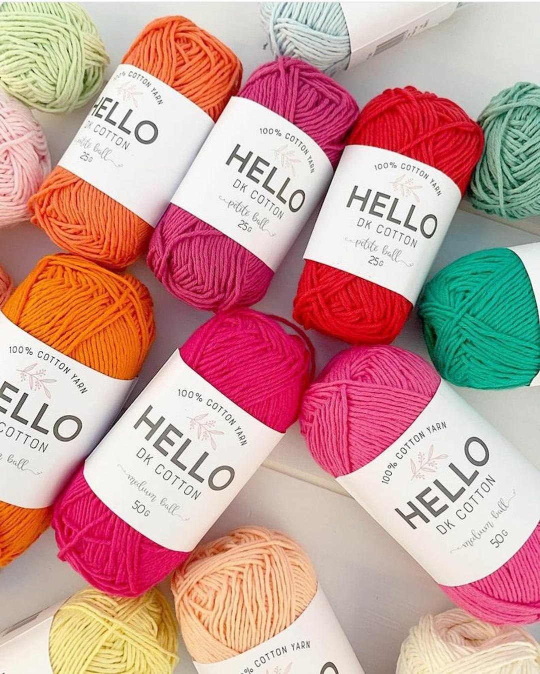 Hello DK Cotton Yarn, 100% Cotton, 50gr - Etsy