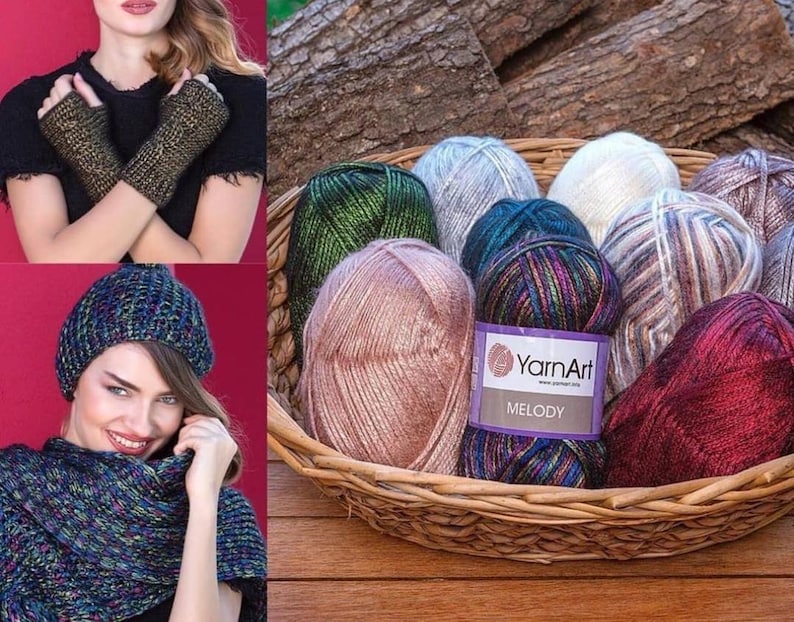 Sparkle Wool Blend Yarn: Metallic Knit & Crochet - Yarnart Melody - Etsy