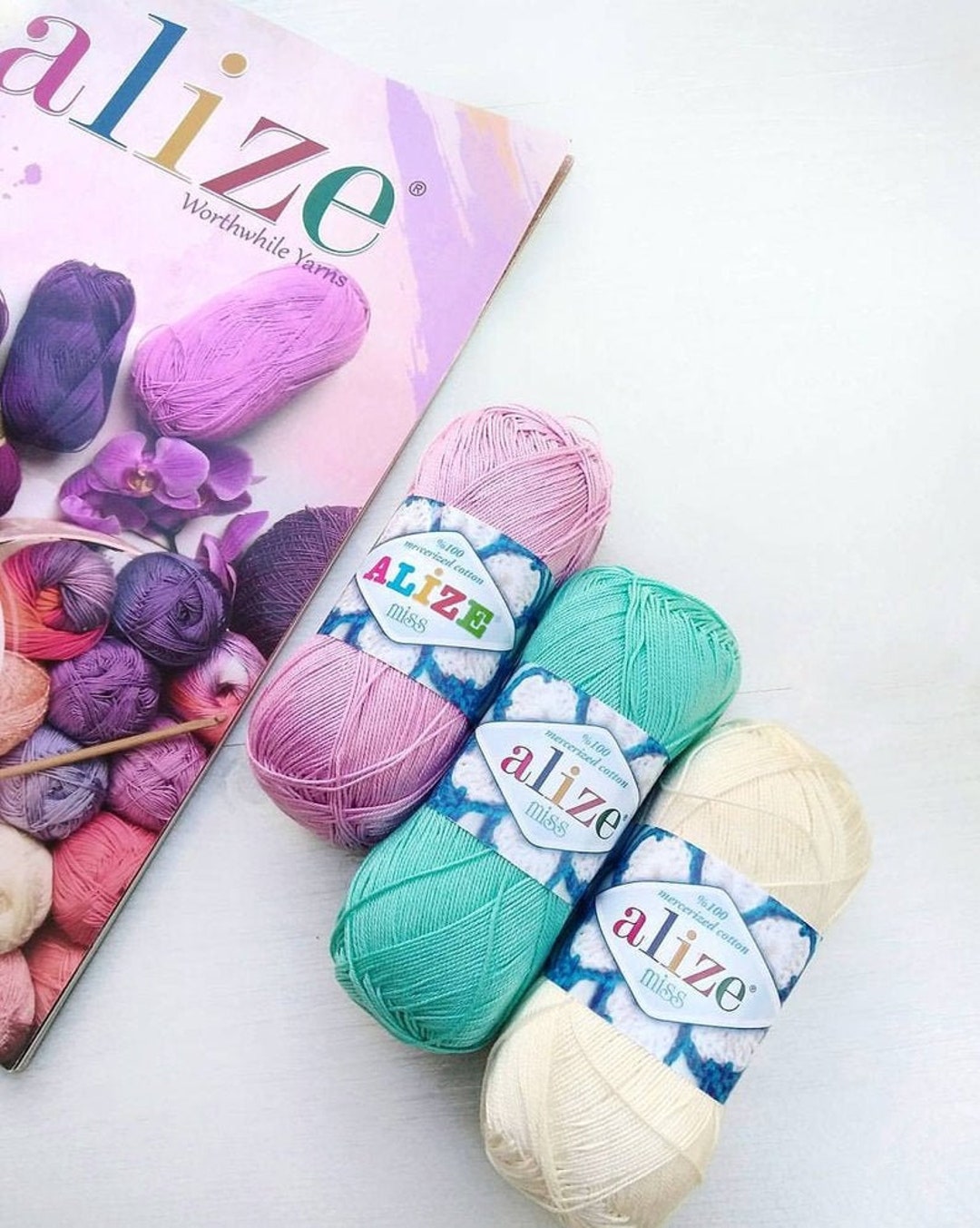 Alize Miss Mercerized Cotton Crochet Yarn: Ultra Fine Thread - Etsy