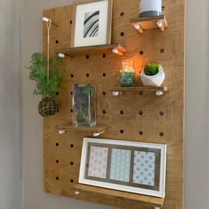 Wooden Pegboard Shelf / Display - Etsy