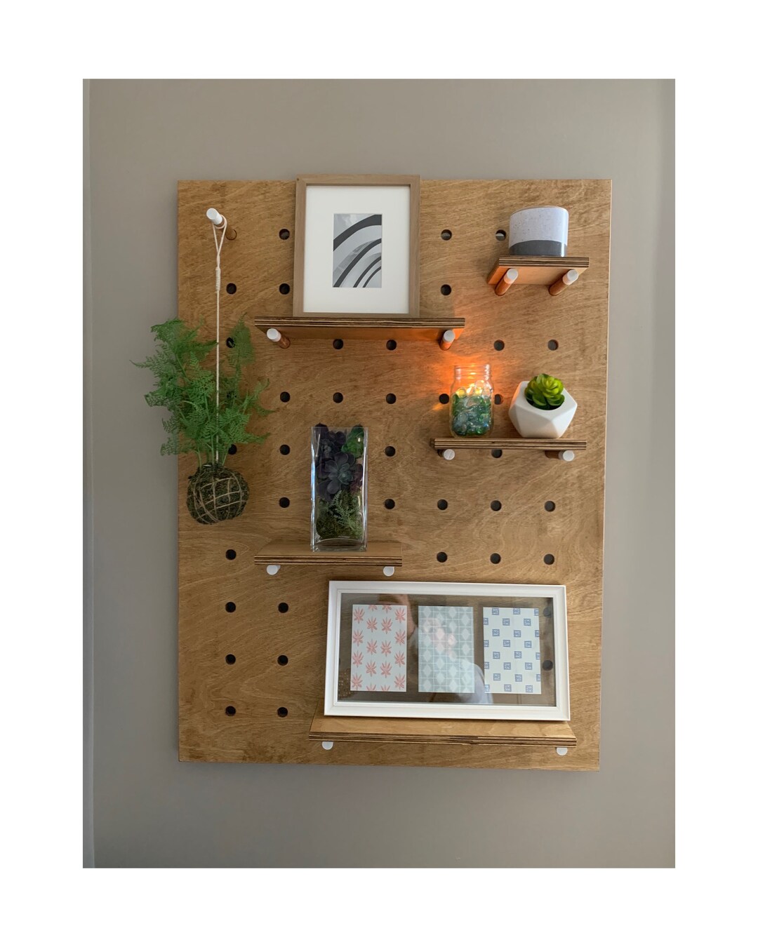 Wooden Pegboard Shelf / Display - Etsy