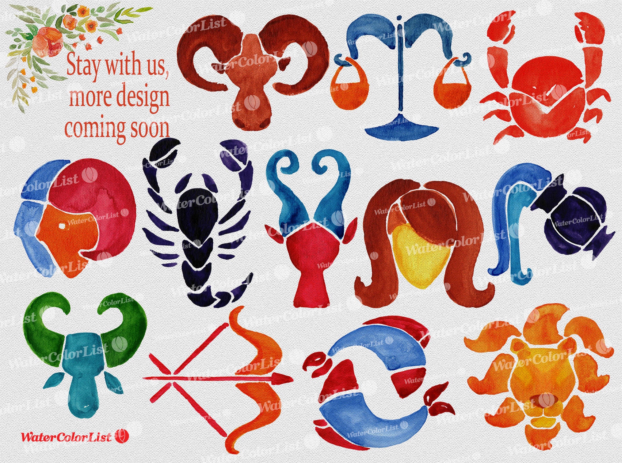 Zodiac Sign, Astrology Clip Art, Horoscope Symbols, Icons, Watercolor ...