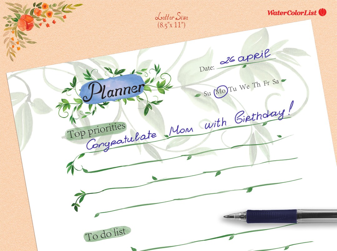 Planner|printable to Do List|things to Do|watercolor Image, Paintings ...