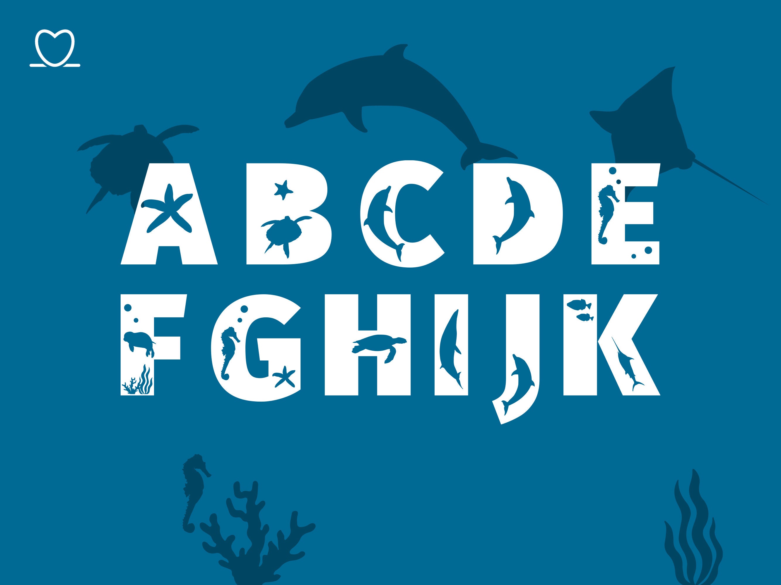 Bajo el mar SVG + PNG / Alfabeto de animales del océano marino ...