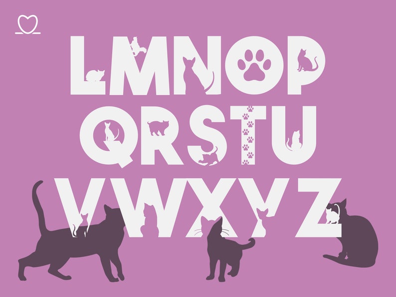 Cat Alphabet SVG PNG / Cute Kitten Numbers & Letters Stencil para ...