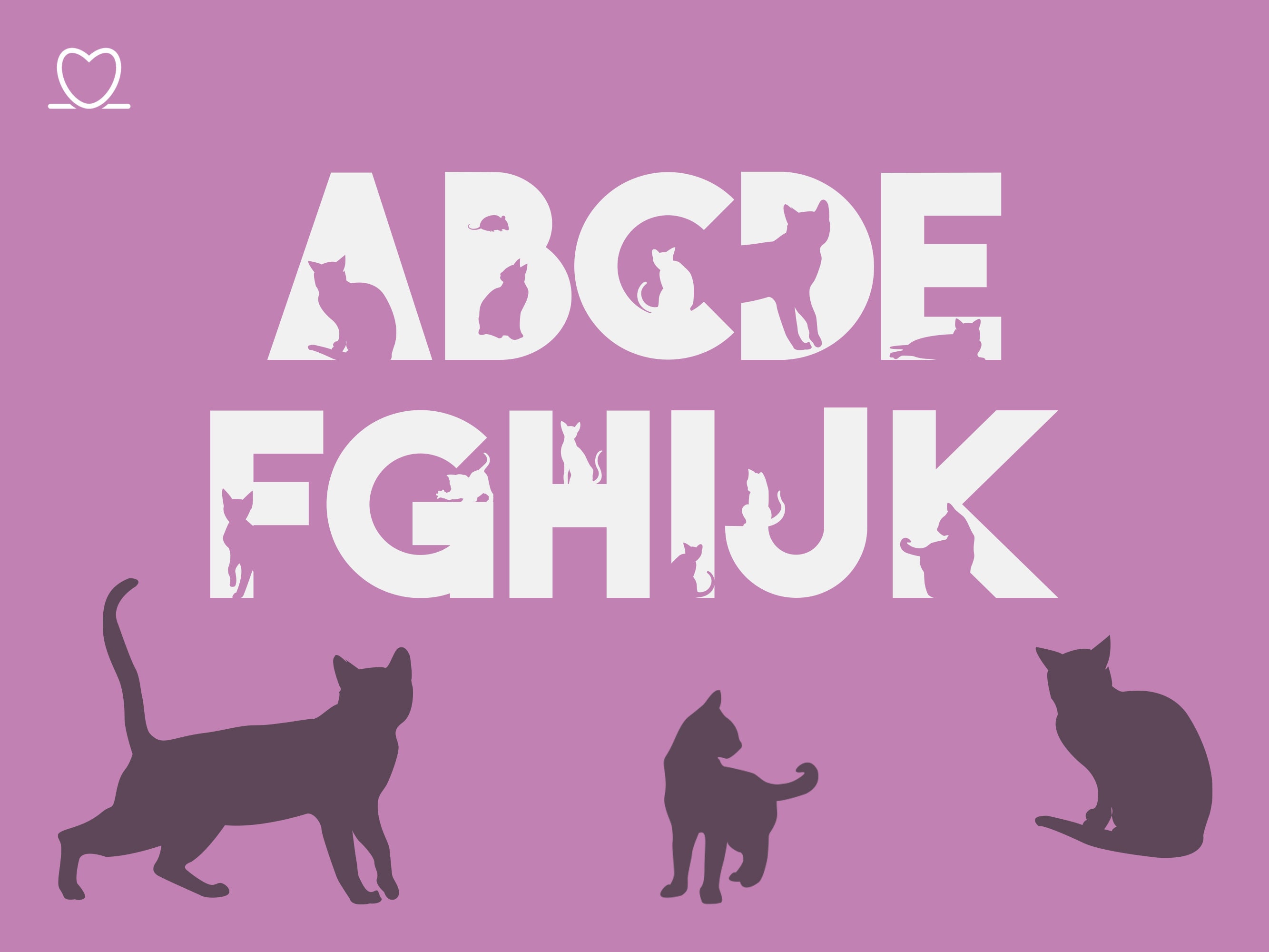 Cat Alphabet SVG + PNG / Cute Kitten Numbers & Letters Stencil para ...