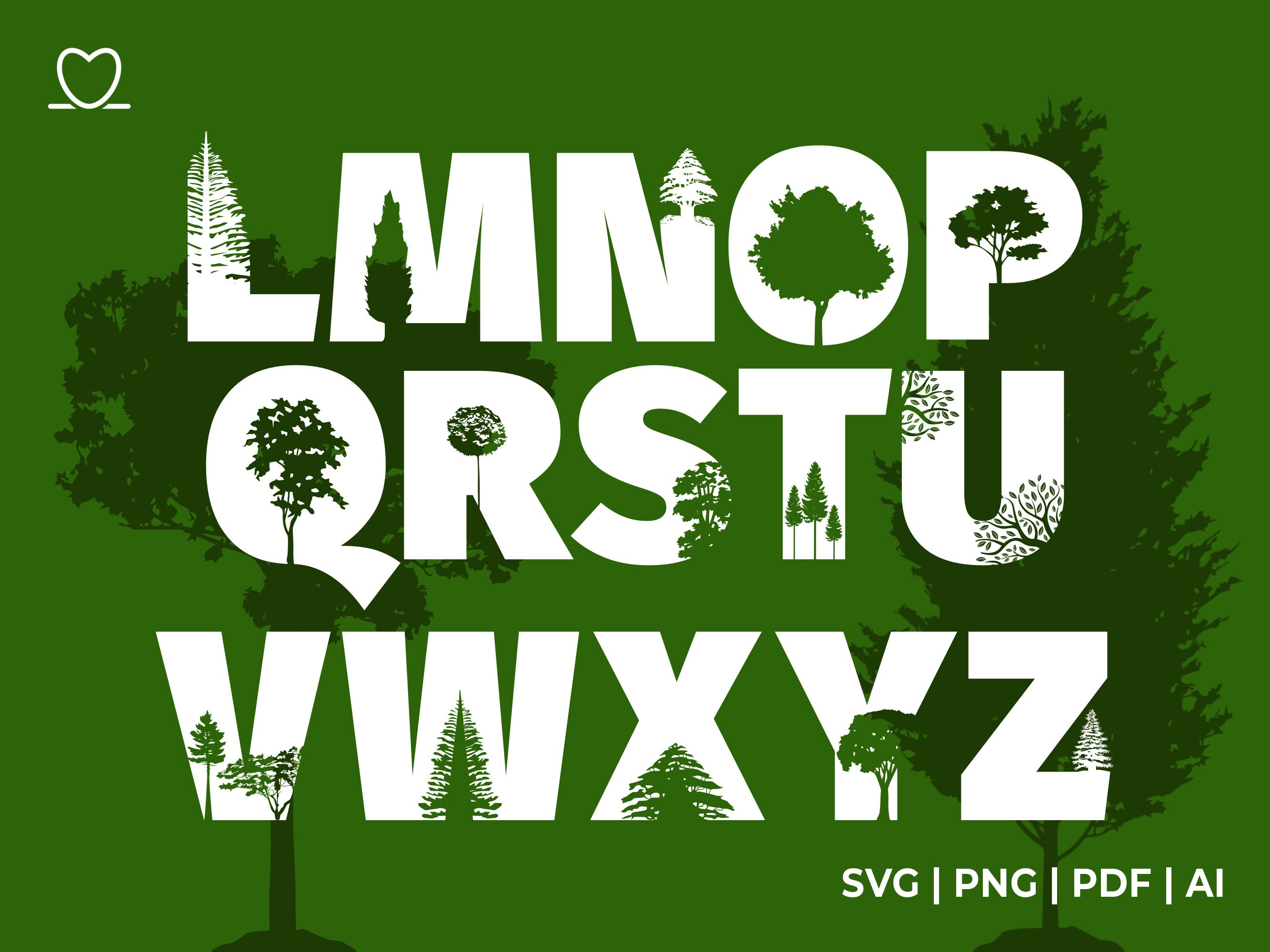 Forest Alphabet SVG + PNG / Tree Silhouette Letters to Use as Cut Files ...