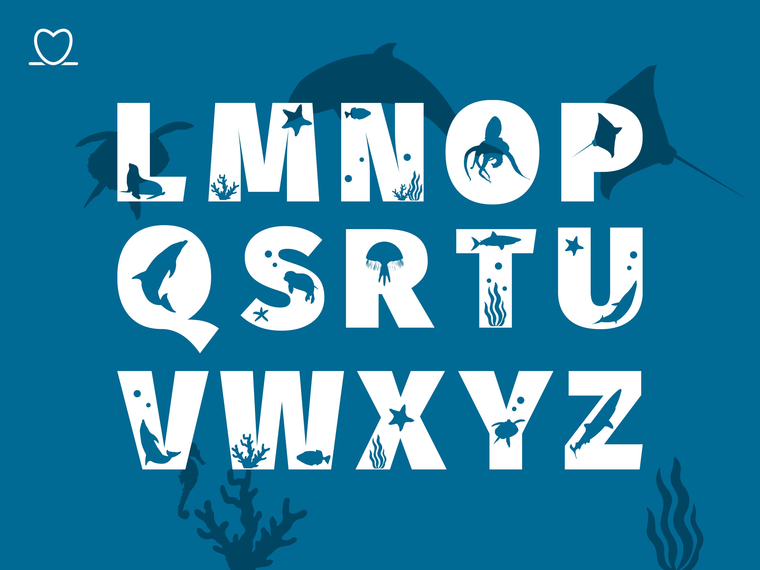 Bajo el mar SVG + PNG / Alfabeto de animales del océano marino ...