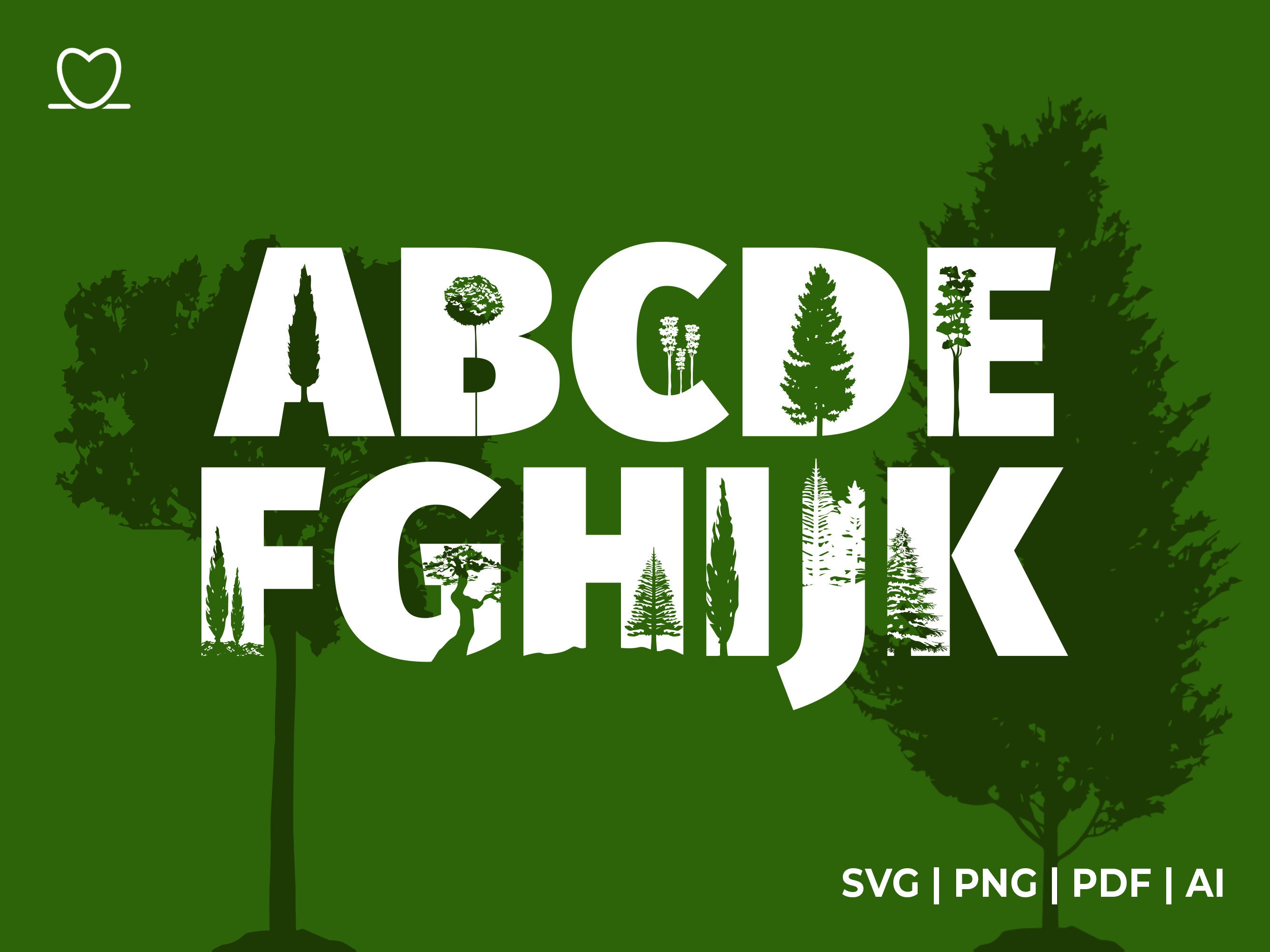 Forest Alphabet SVG + PNG / Tree Silhouette Letters to Use as Cut Files ...