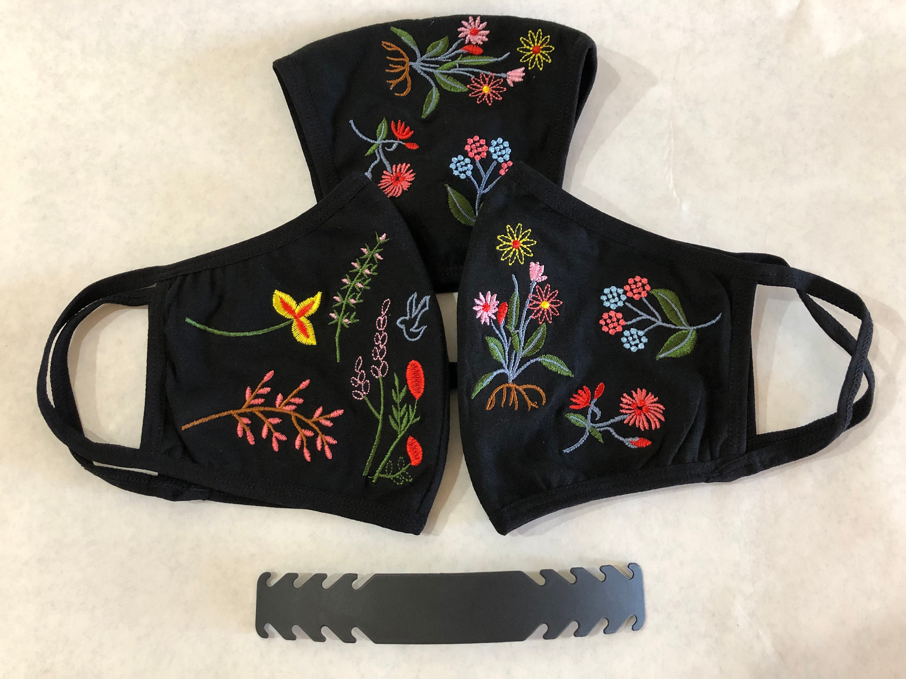 1 Piece Large Spring Embroidered Black Face Mask Unisex Cotton - Etsy