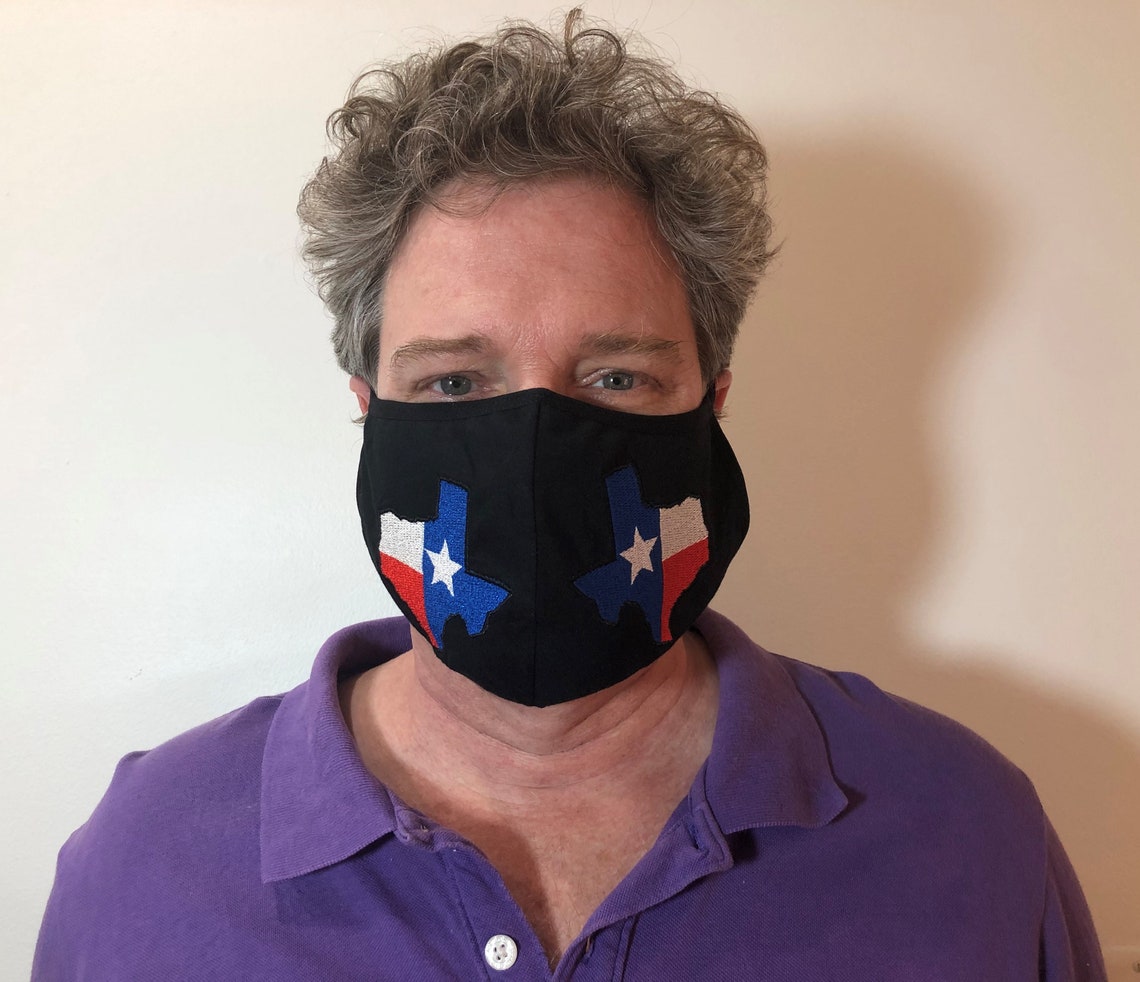 3 Pieces Large Texas Flag Embroidered Black Face Mask Unisex | Etsy