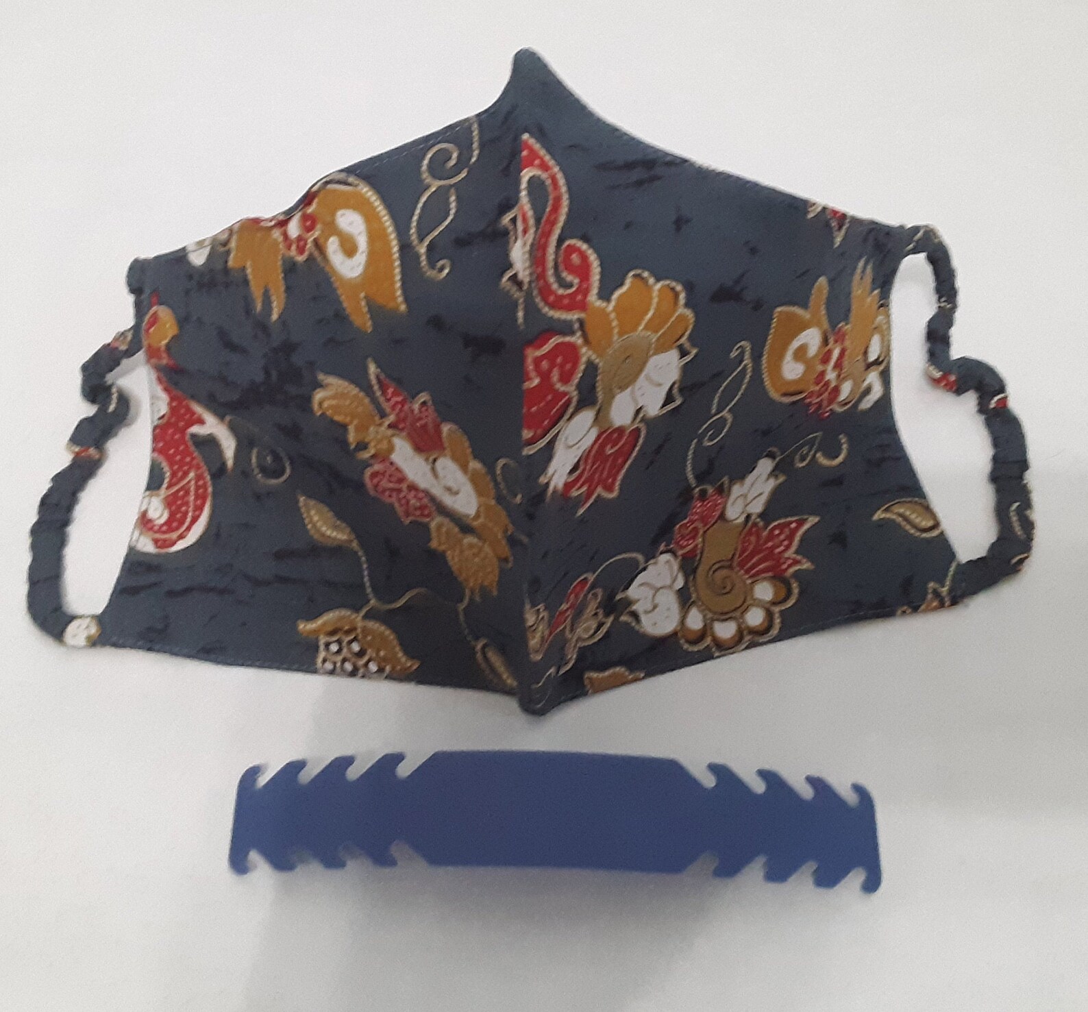 Extra Large Hand Made Blue Batik Cotton Washable Face Mask With Elastic ...