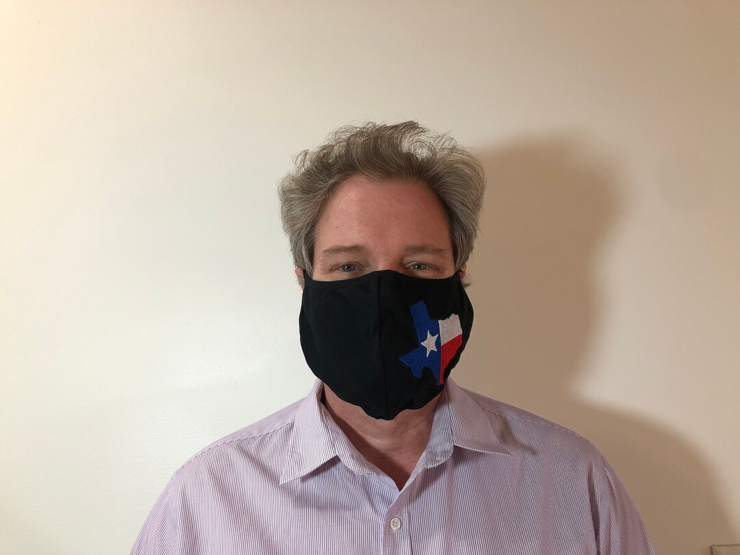 3 Pieces Extra Large Texas Flag Embroidered Black Face Mask Unisex ...